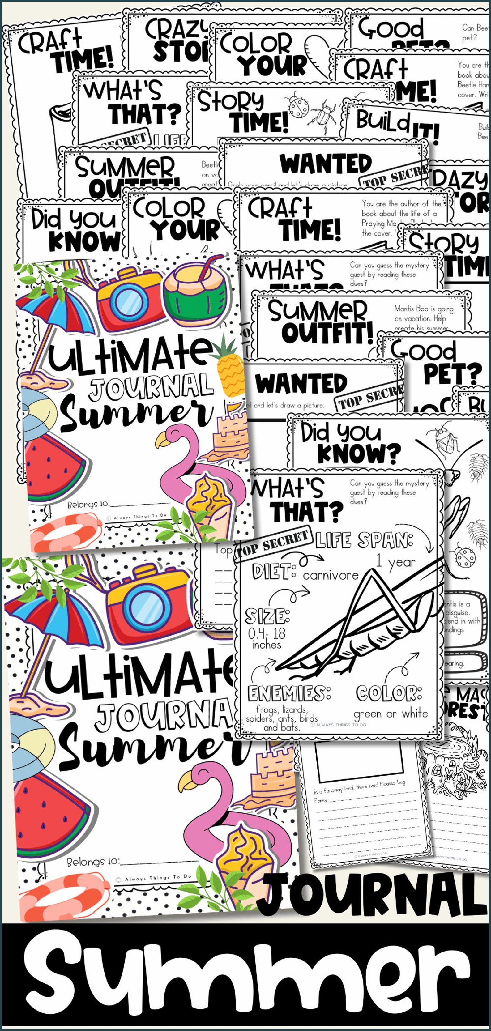 Kids Summer Journal Printable Summer Activity for Kids Summer Activity ...