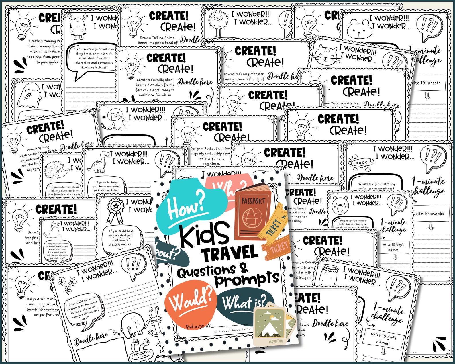 Kids Travel Journal A5 Questions Prompts for Writing Coloring Travel ...