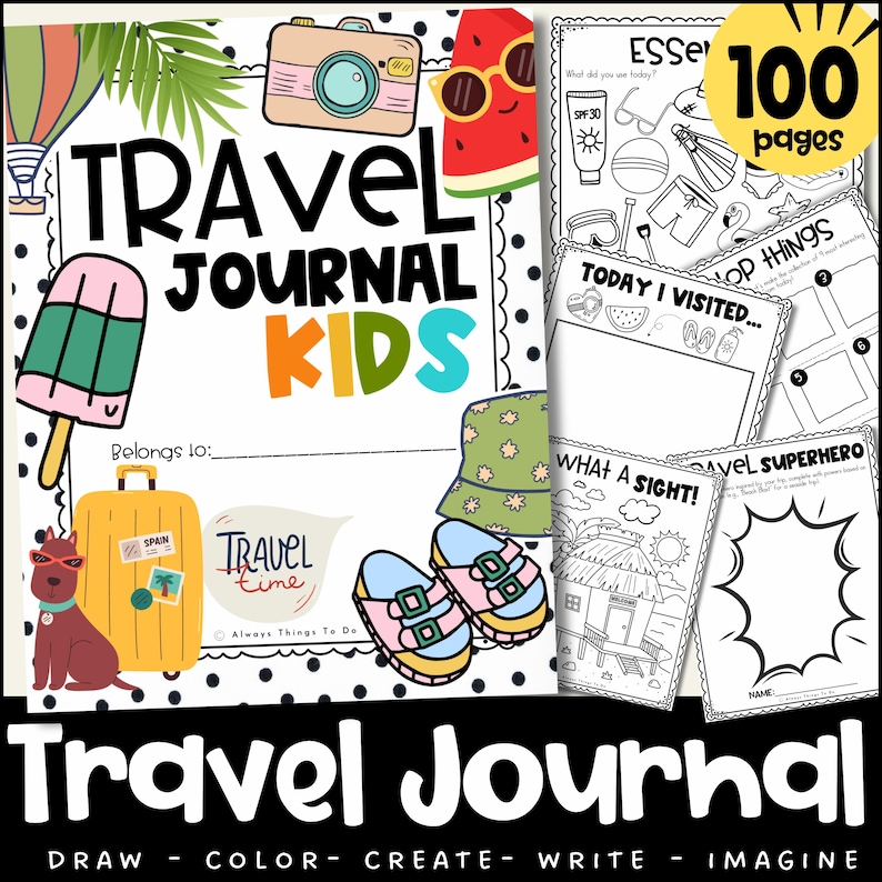 Travel Journal for Kids Travel Journal Printable Kids Travel Book ...