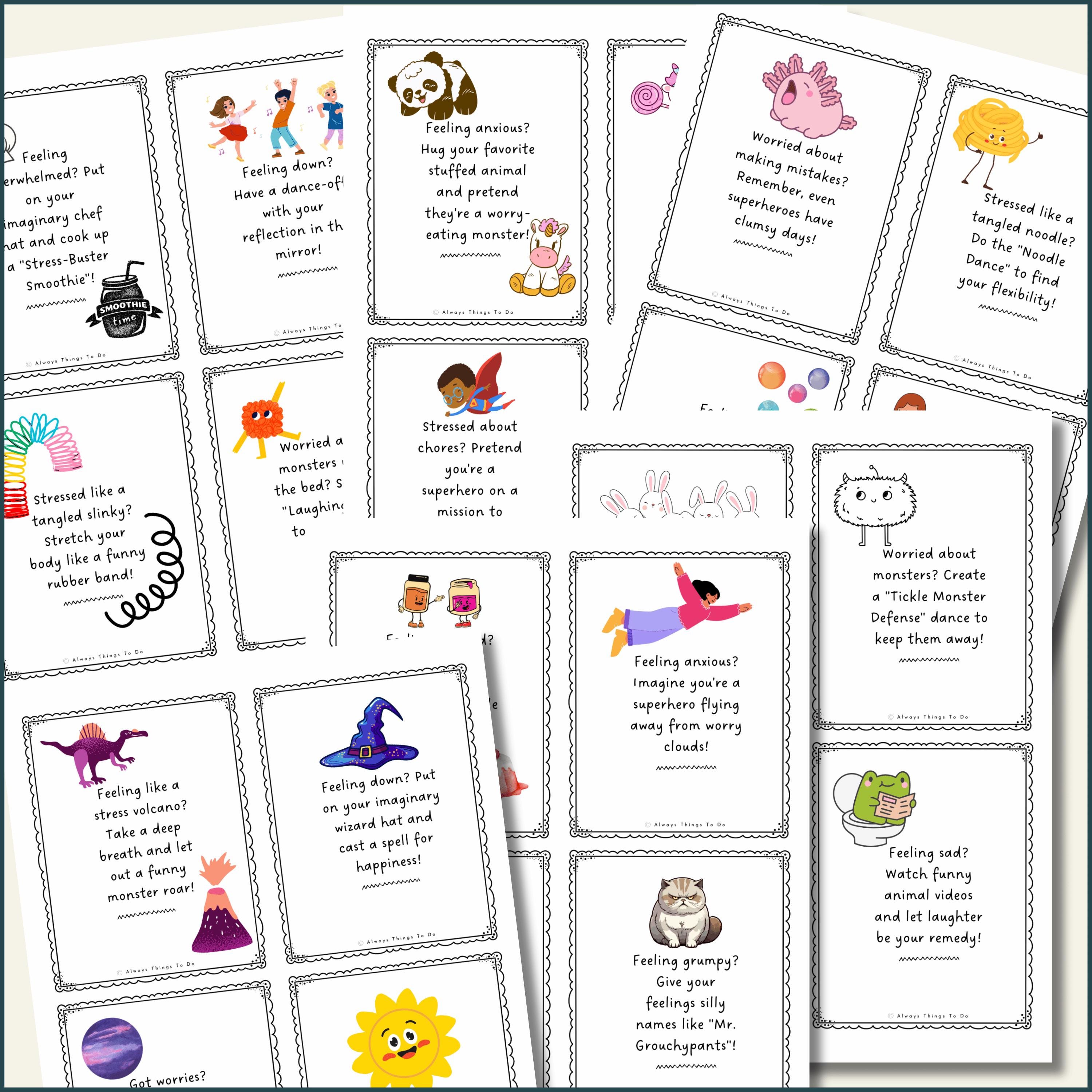 Kids Mental Health Check in Cards Classroom Anxiety Motivational Card ...