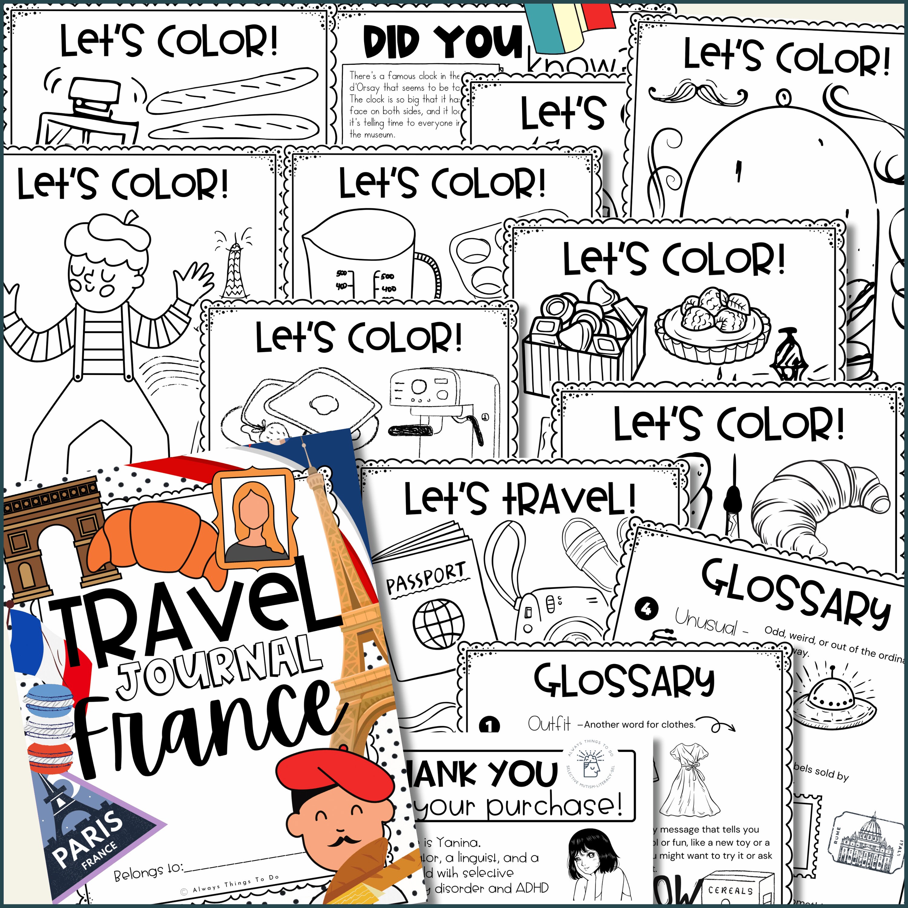 Kids Travel Journal Kids France Travel Printable France Travel Journal ...