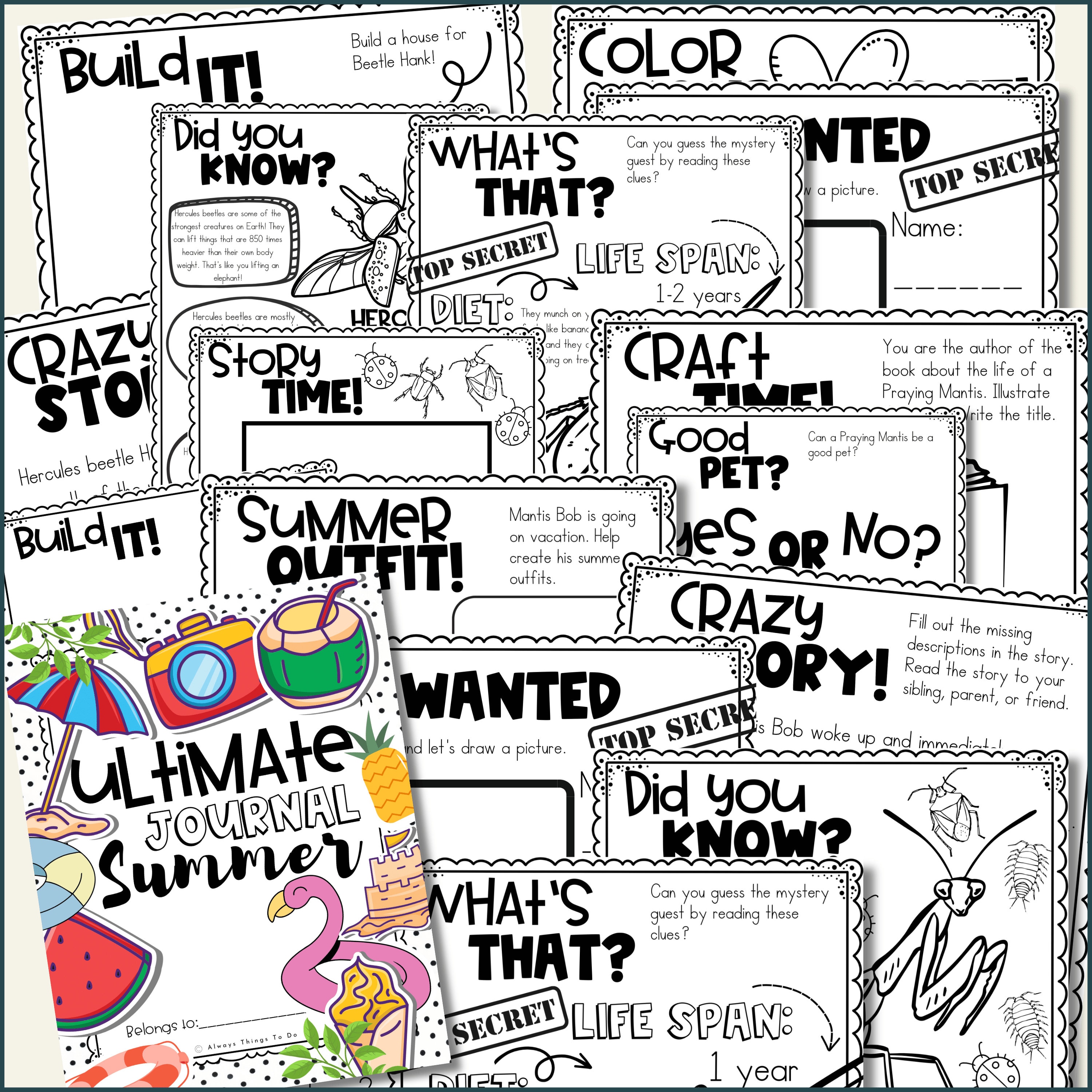 Kids Summer Journal Printable Summer Activity for Kids Summer Activity ...