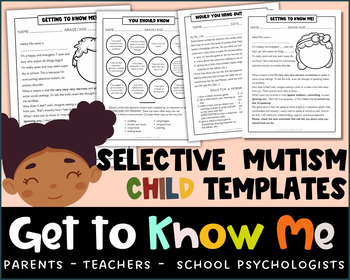 Selective Mutism Classroom Information Worksheet Selective Mutism Child ...