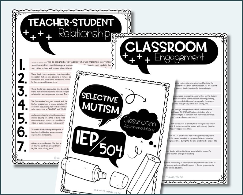 Selective Mutism IEP 504 Goals Selective Mutism Classroom ...