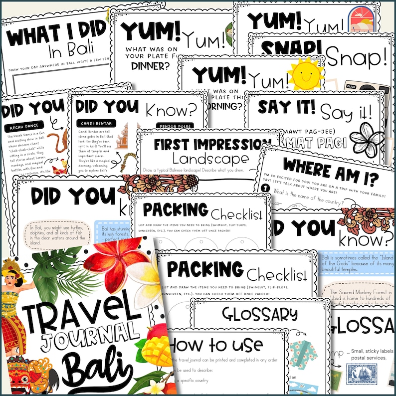 Travel Journal Kids Bali Kids Bali Travel Journal for Bali Kids Travel ...