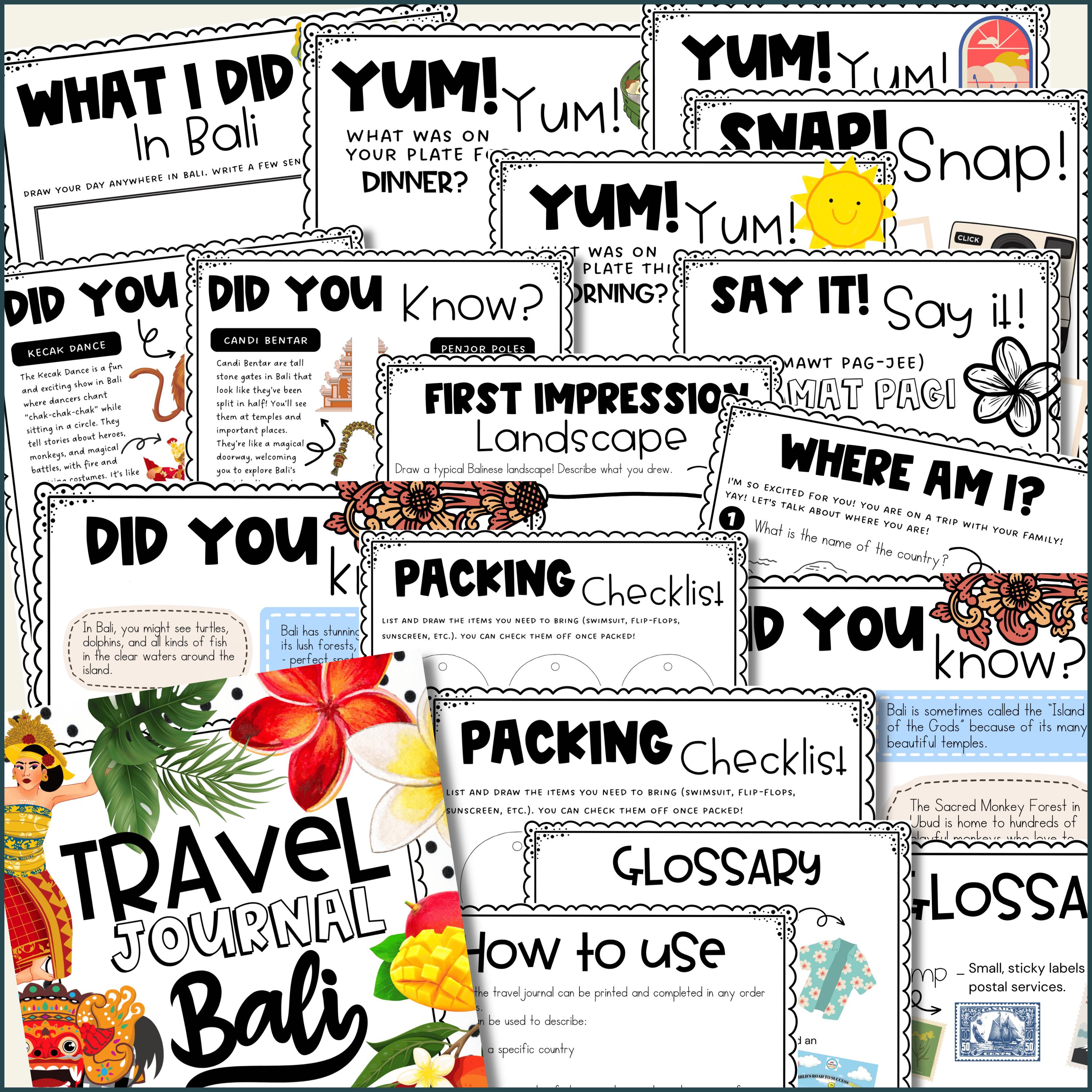 Travel Journal Kids Bali Kids Bali Travel Journal for Bali Kids Travel ...