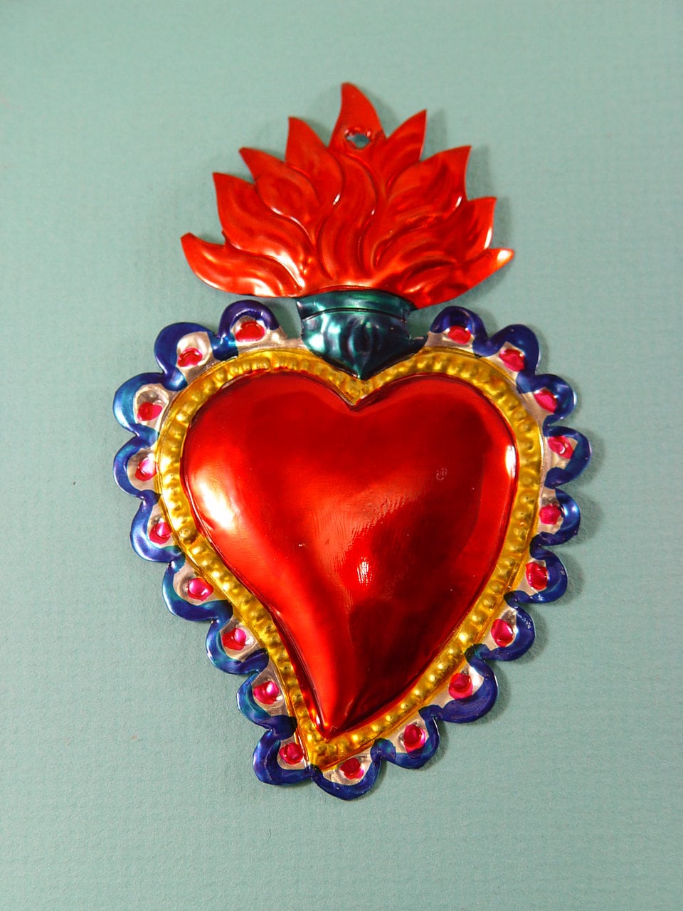 Heart Tin Heart Sacred Heart Mexican Tin Heart - Etsy