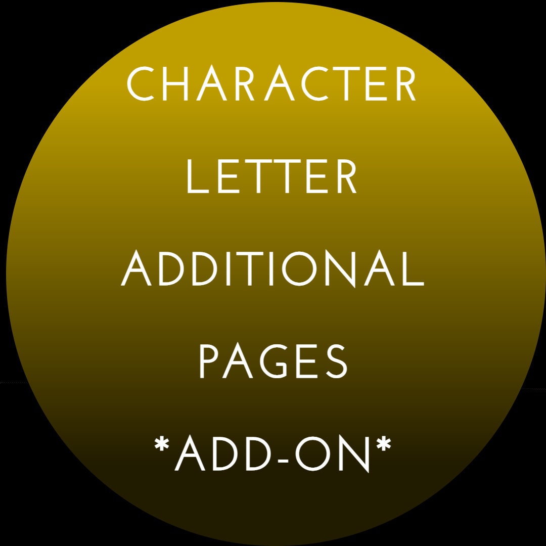 Character Letter Add-on - Additional Pages - Etsy