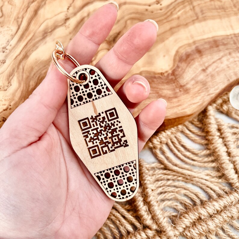 Retro QR Code Keychain Scannable & Portable Fob Wooden - Etsy
