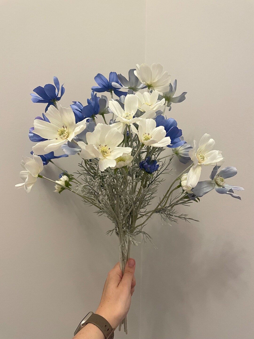 Set of 6 Stems, Blue Coreopsis, Fake Cosmos Silk Wildflowers, Fake ...