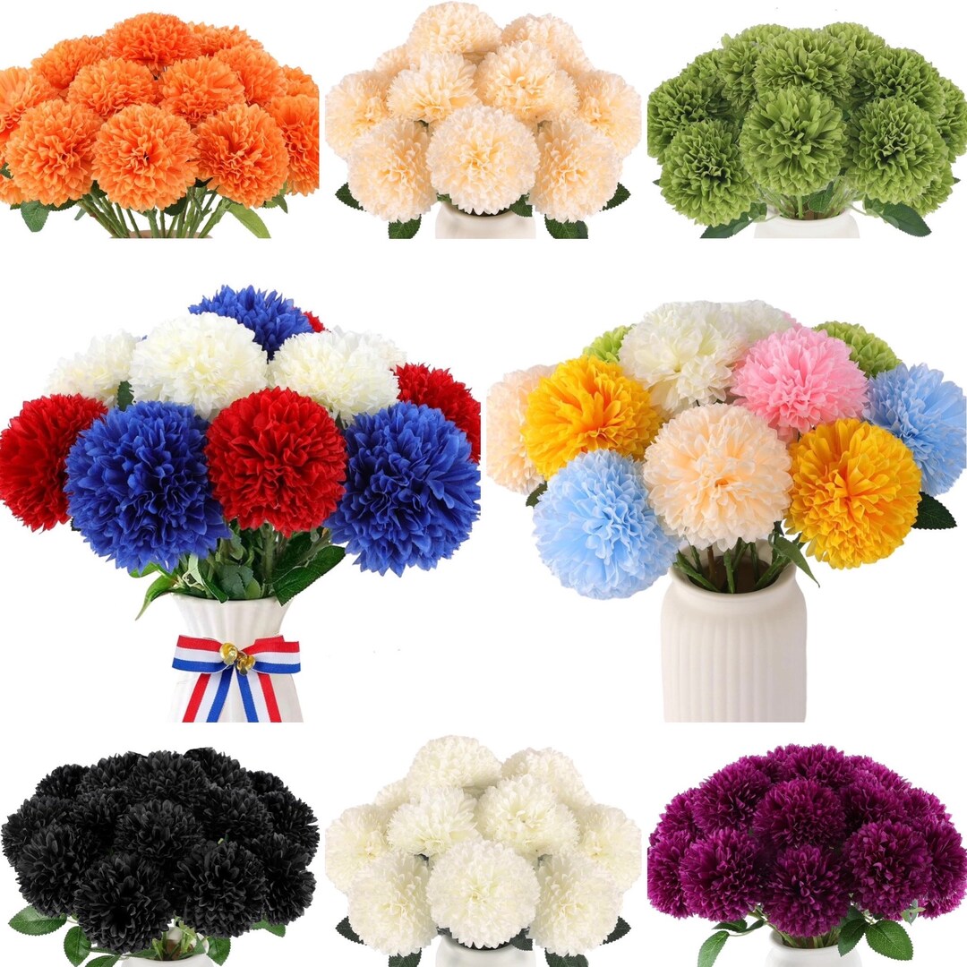 Set of 12, Chrysanthemum Stems, Multi-color, Artificial Flowers, Silk ...