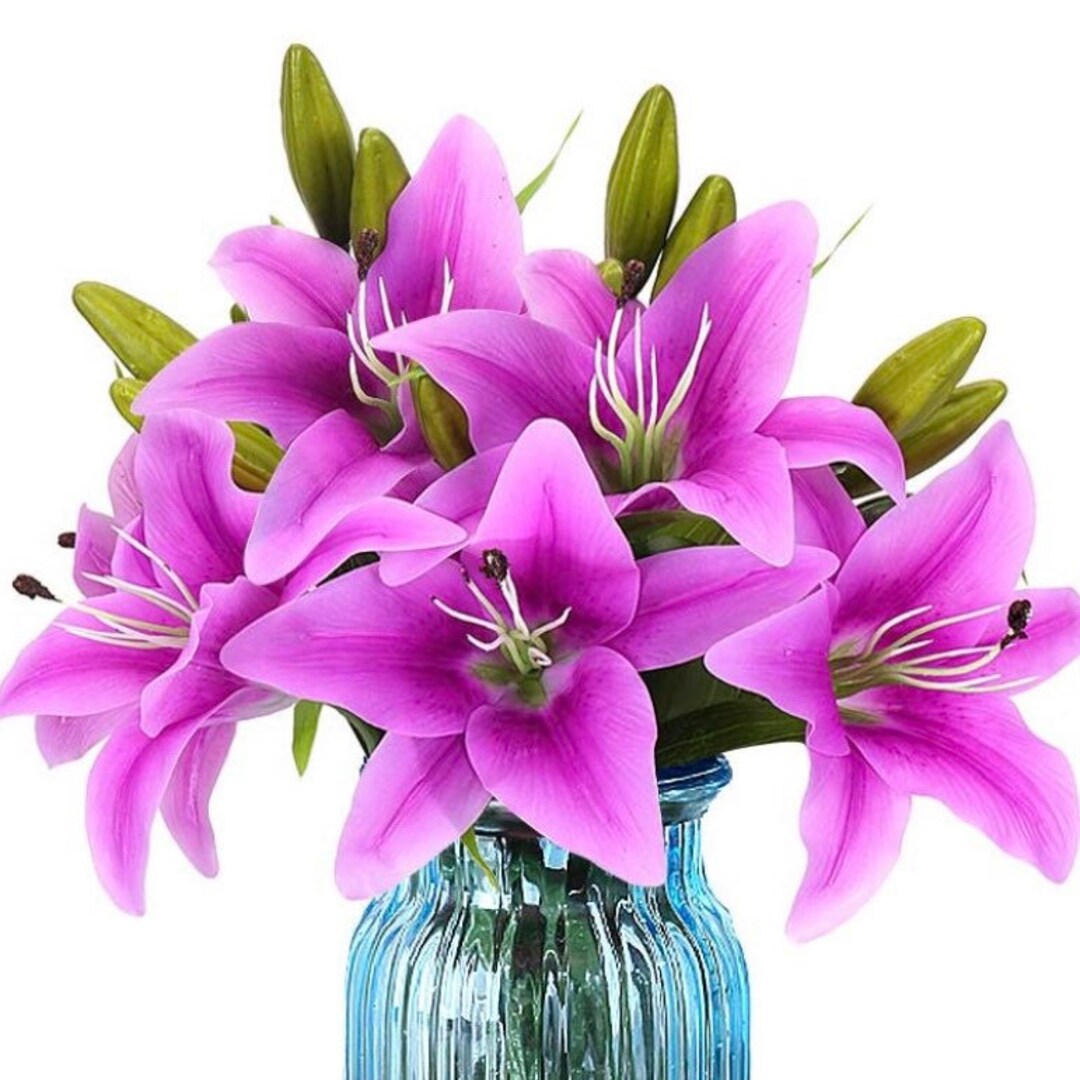 Set of 5 Stems, Artificial Tiger Lily Stems, Purple Tiger Lilies, Tiger ...