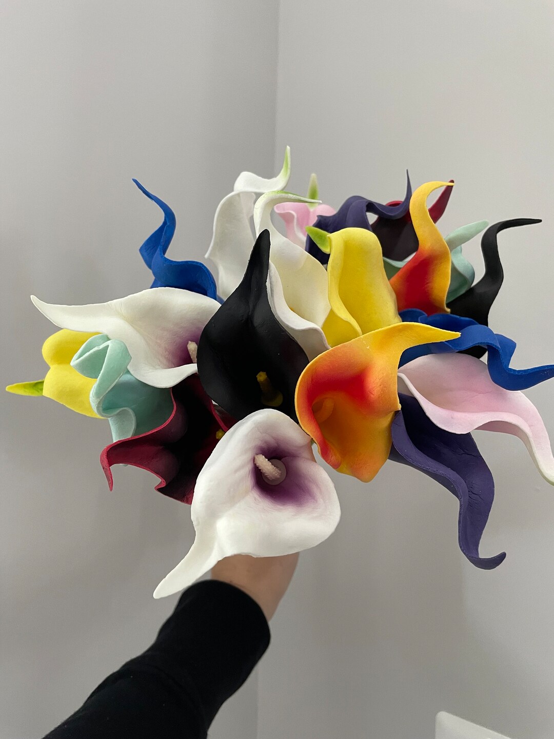 Set of 20 Stems, Multi-color Real Touch Calla Lilies, Colorful Calla ...