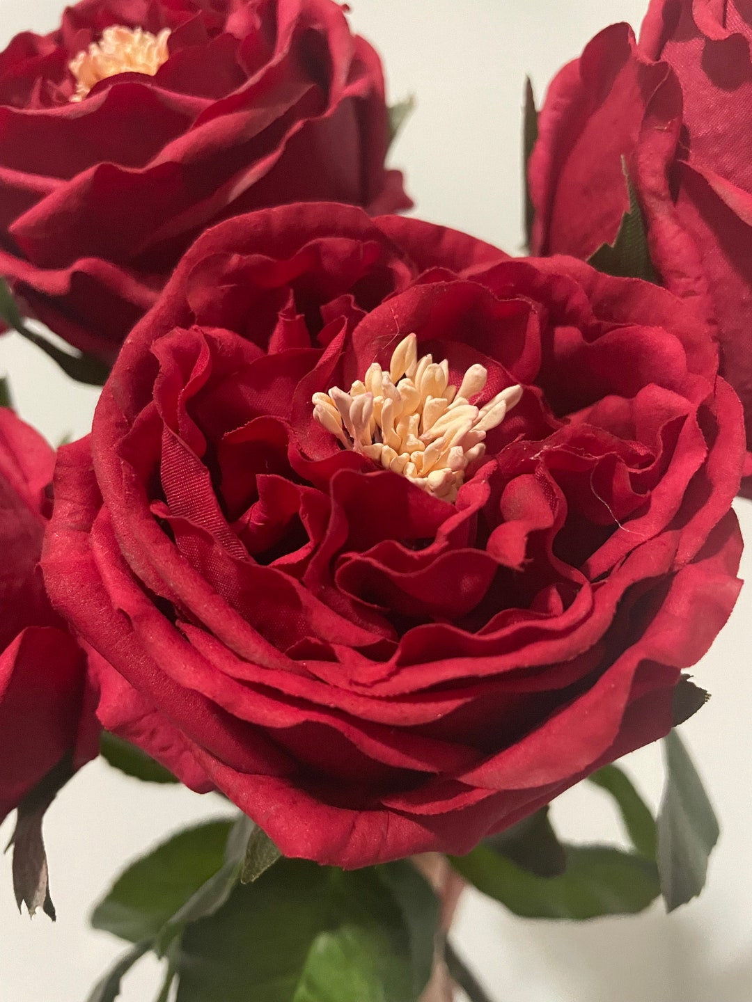 Set of 4 Stems, Real Touch, Red Peony Stems, Fake Flowers, Artificial ...