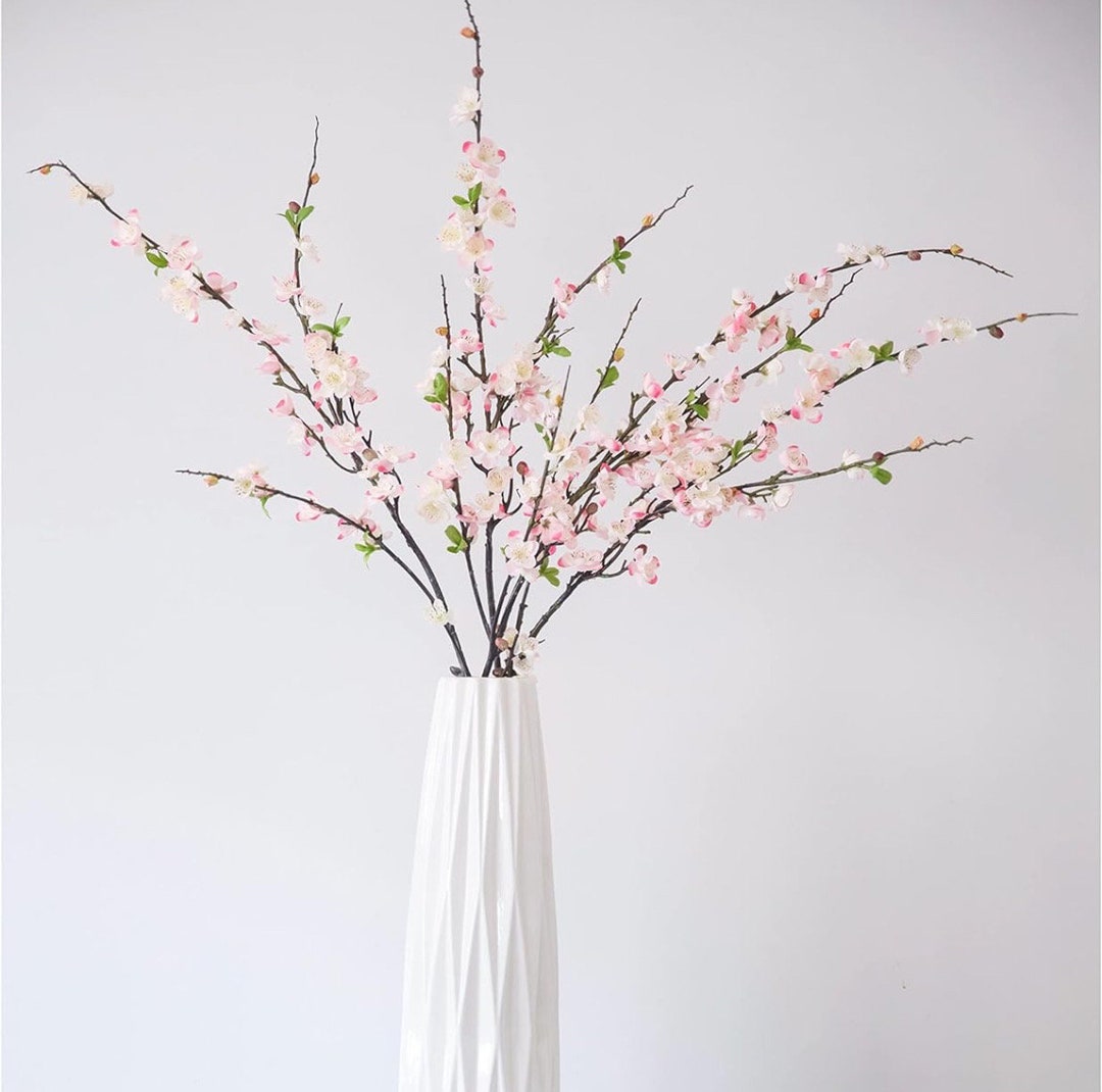 Set of 4, Tall Pink Cherry Blossom Stems, 47, Fake Cherry Blossom Stems ...