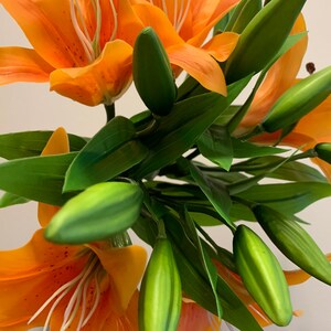 Set of 5 Stems, Artificial Tiger Lily Stems, Orange Tiger Lily Flowers ...