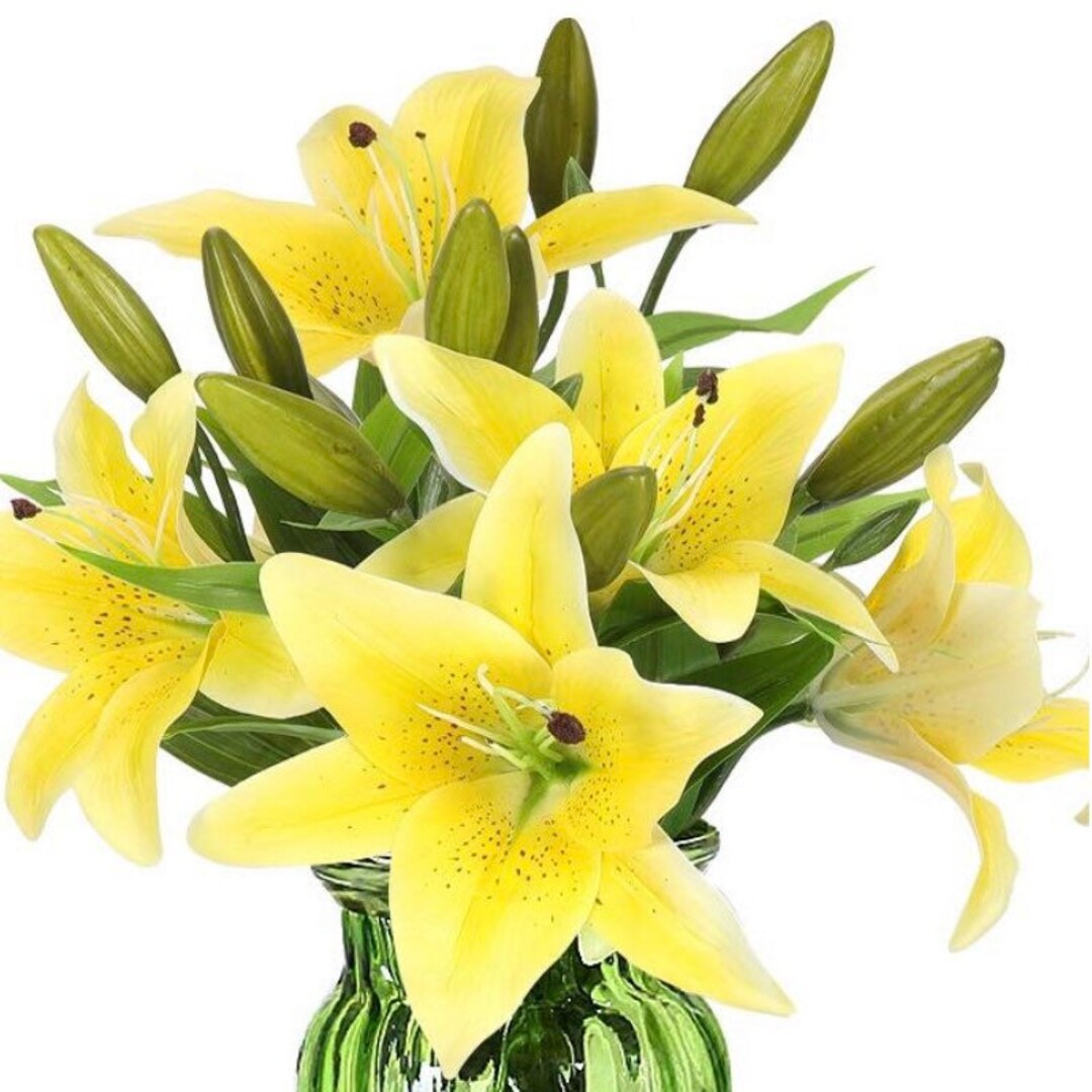 Set of 5 Stems, Artificial Tiger Lily Stems, Yellow Tiger Lilies, Tiger ...