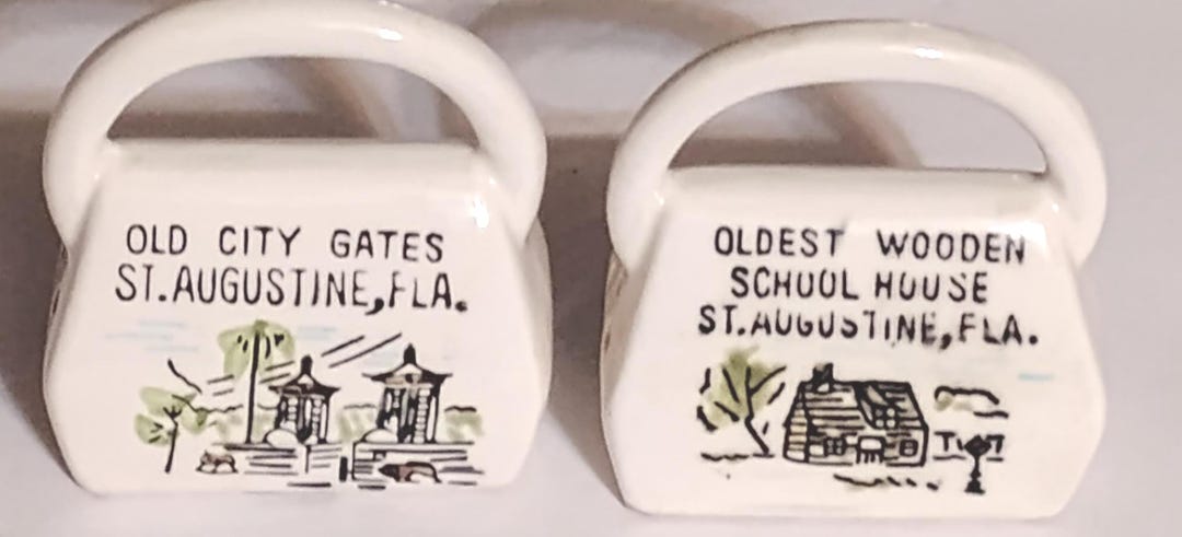 Vintage Old City Gates St.augustine, Fal Purse Shaped Souvenir Salt and ...