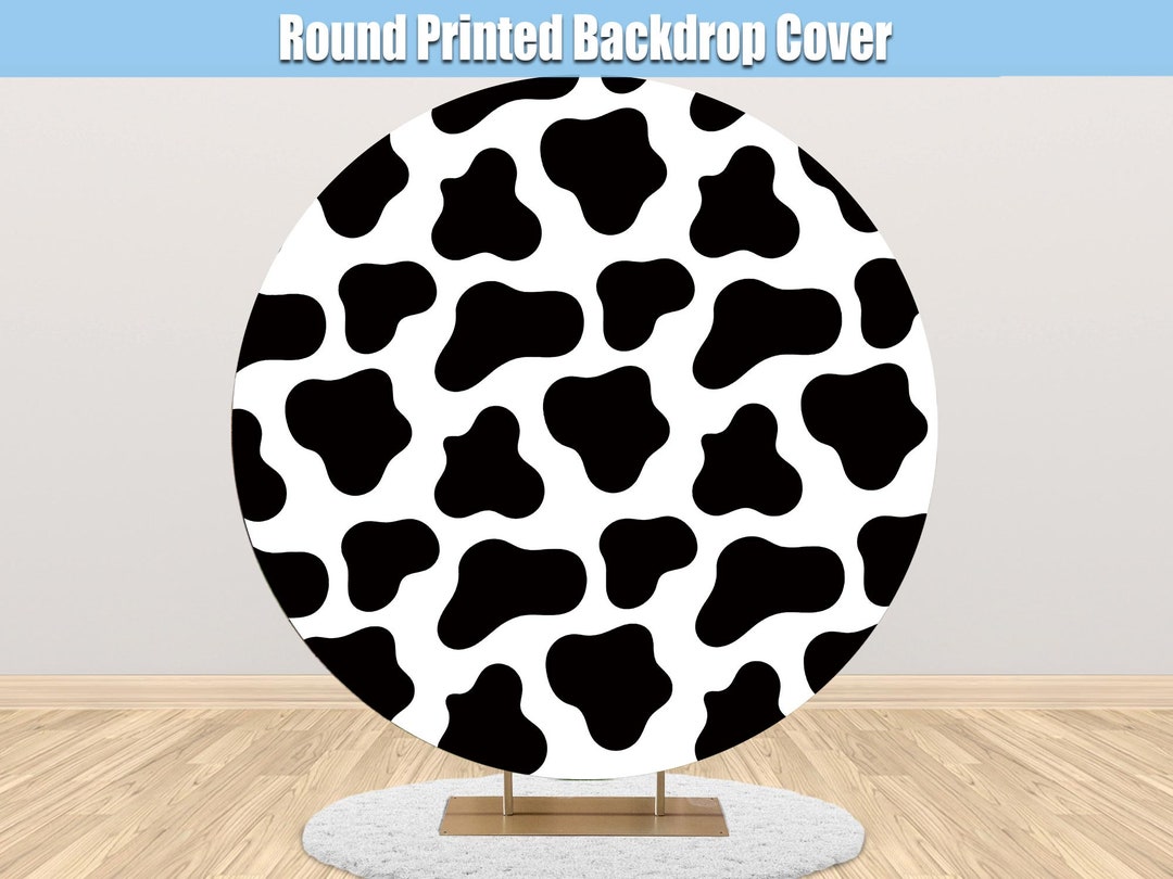 Cow Pattern Round Backdrop Farm Birthday Party Fabric Circle Cover Kids ...
