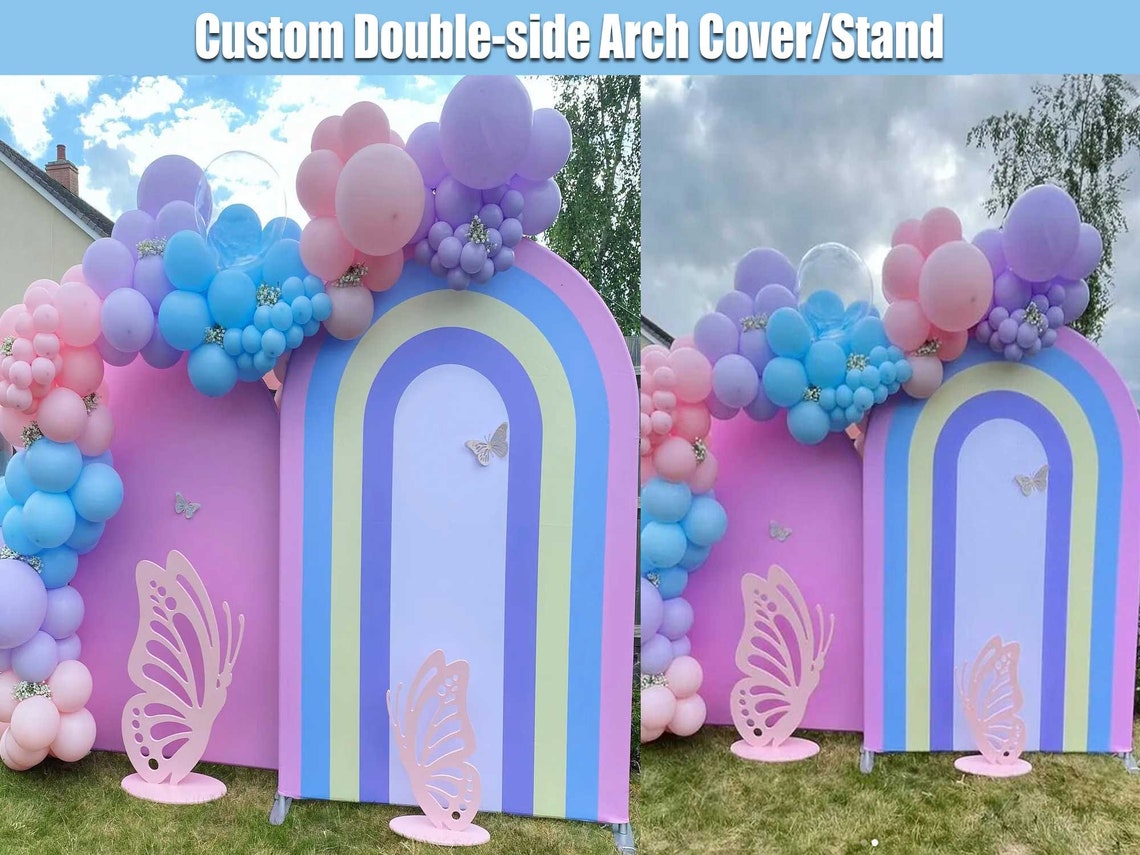 Rainbow Pink Arch Backdrop Cover Custom Groovy Purple Kids - Etsy