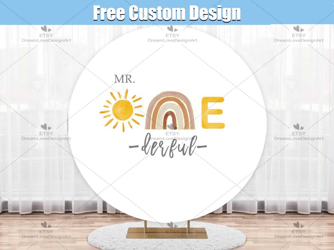 Mr Onederful 1st Birthday Round Backdrop Cover Sunshine Baby Boy ...