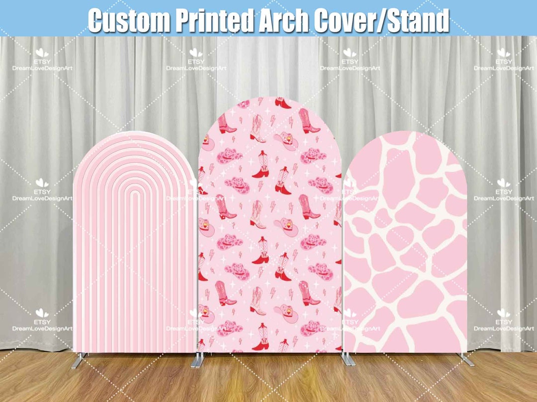 Disco Cowgirl Arch Backdrop Cover Stand Custom Retro Cow Pattern First ...