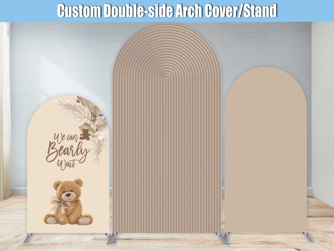 Bear Oh Baby Shower Arch Backdrop Cover We Can Bearly Wait Party Stand ...
