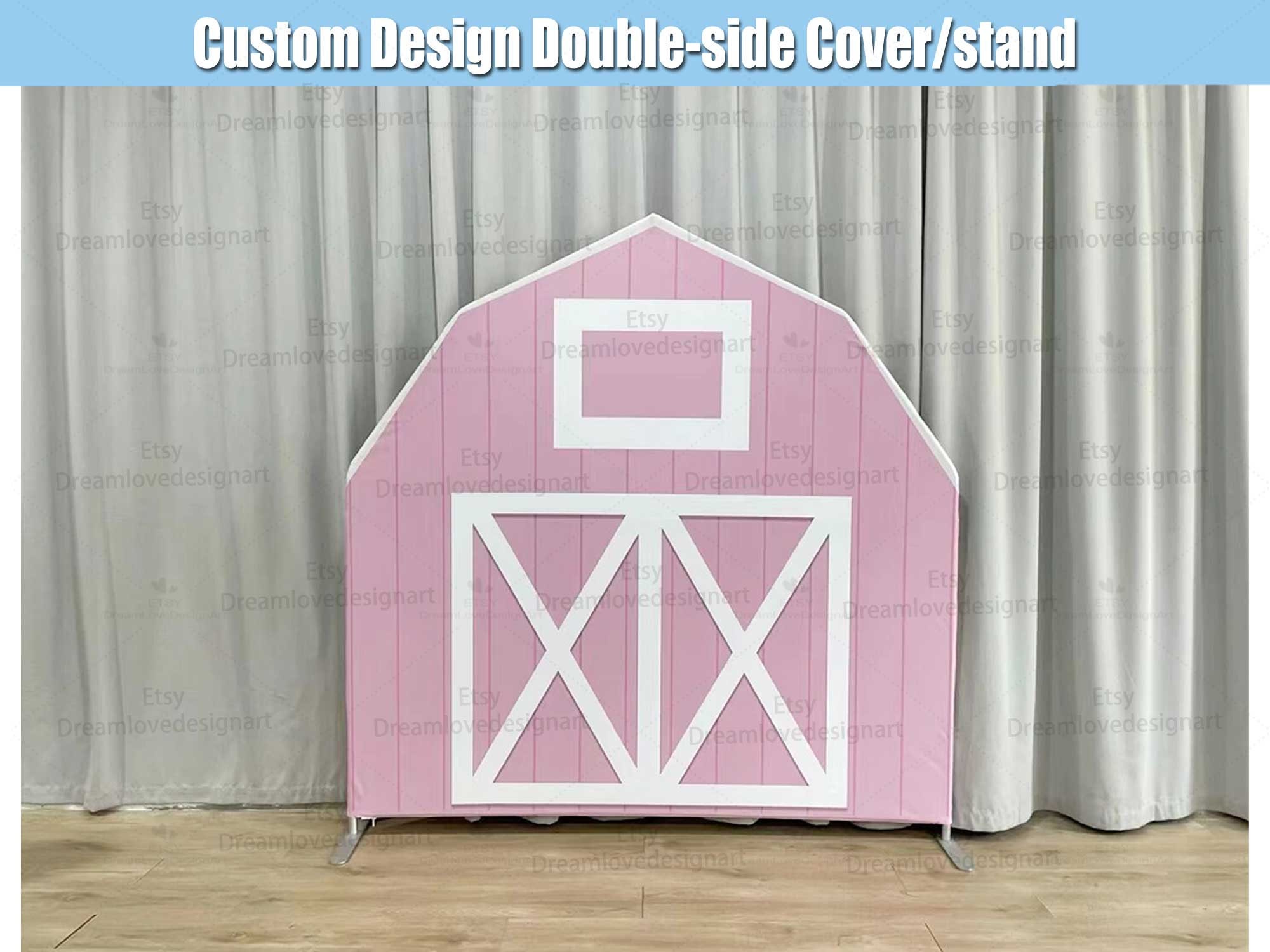Farm House Barn Arch Backdrop Stand Frame Cover Custom Red Pink Garland ...