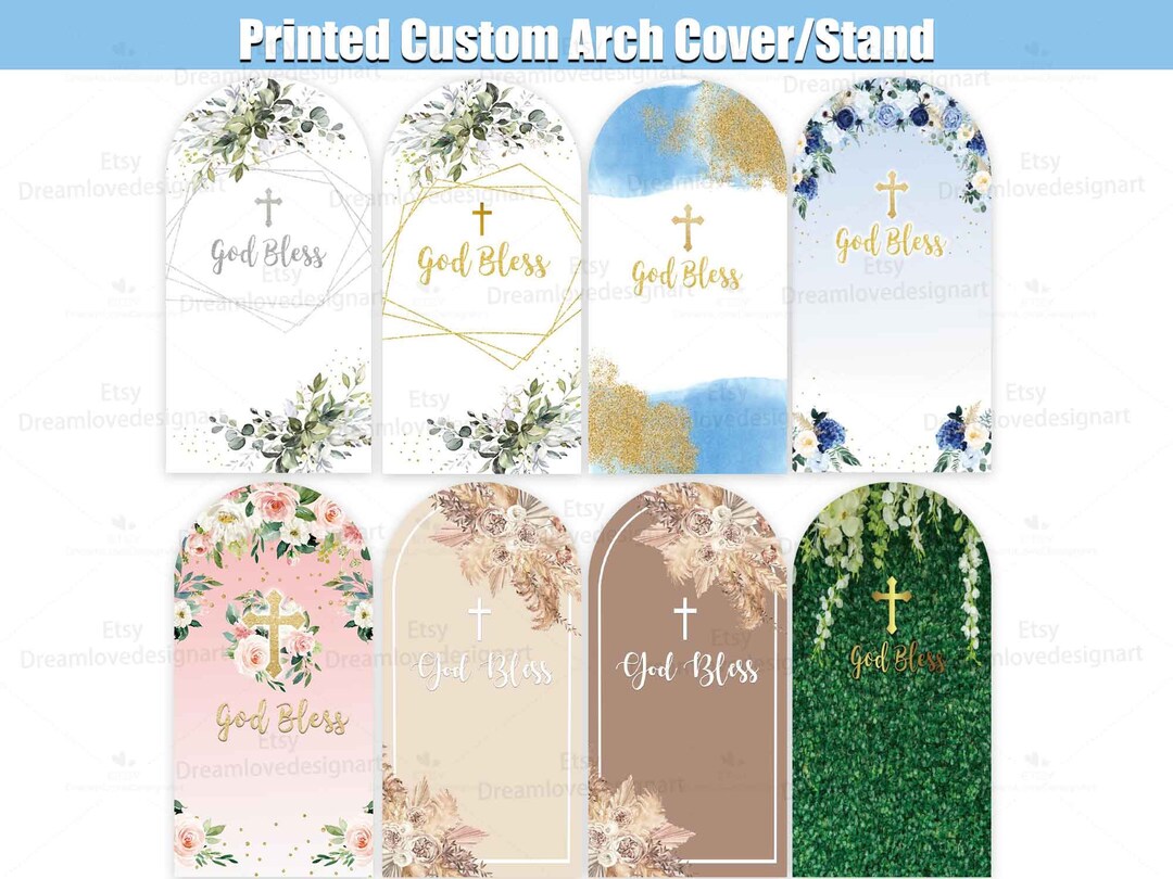 Baptism Arch Backdrop Cover Stand God Bless Christening Party Custom ...