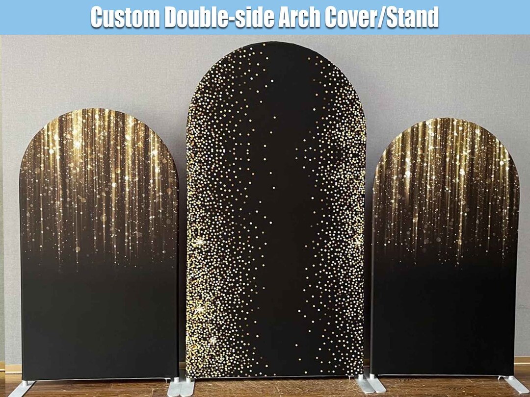 Gold and Black Arch Backdrop Cover Custom Man Woman Birthday Arch ...