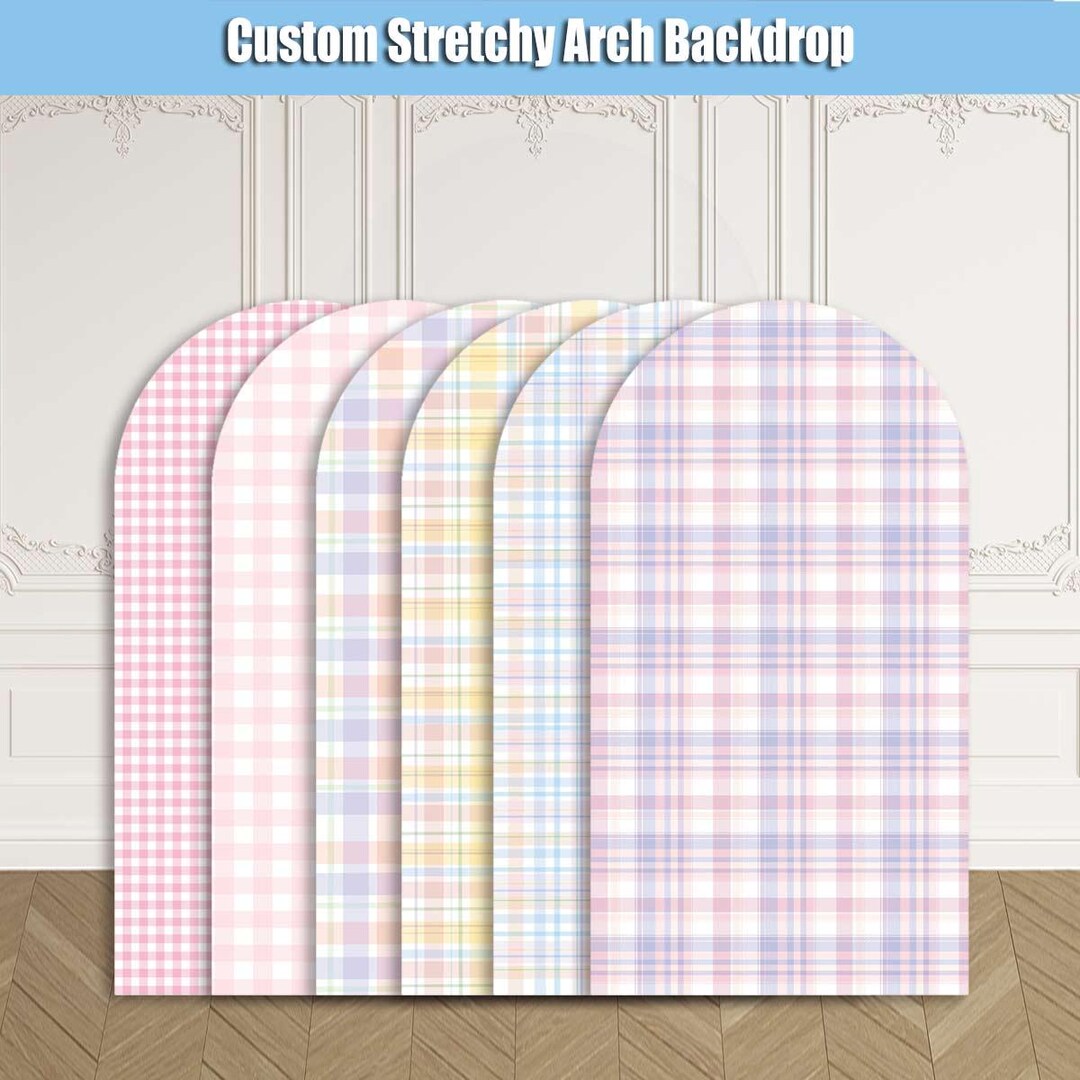 Pastel Pink Plaid Arch Backdroop Cover Stand Preppy Gir Party ...