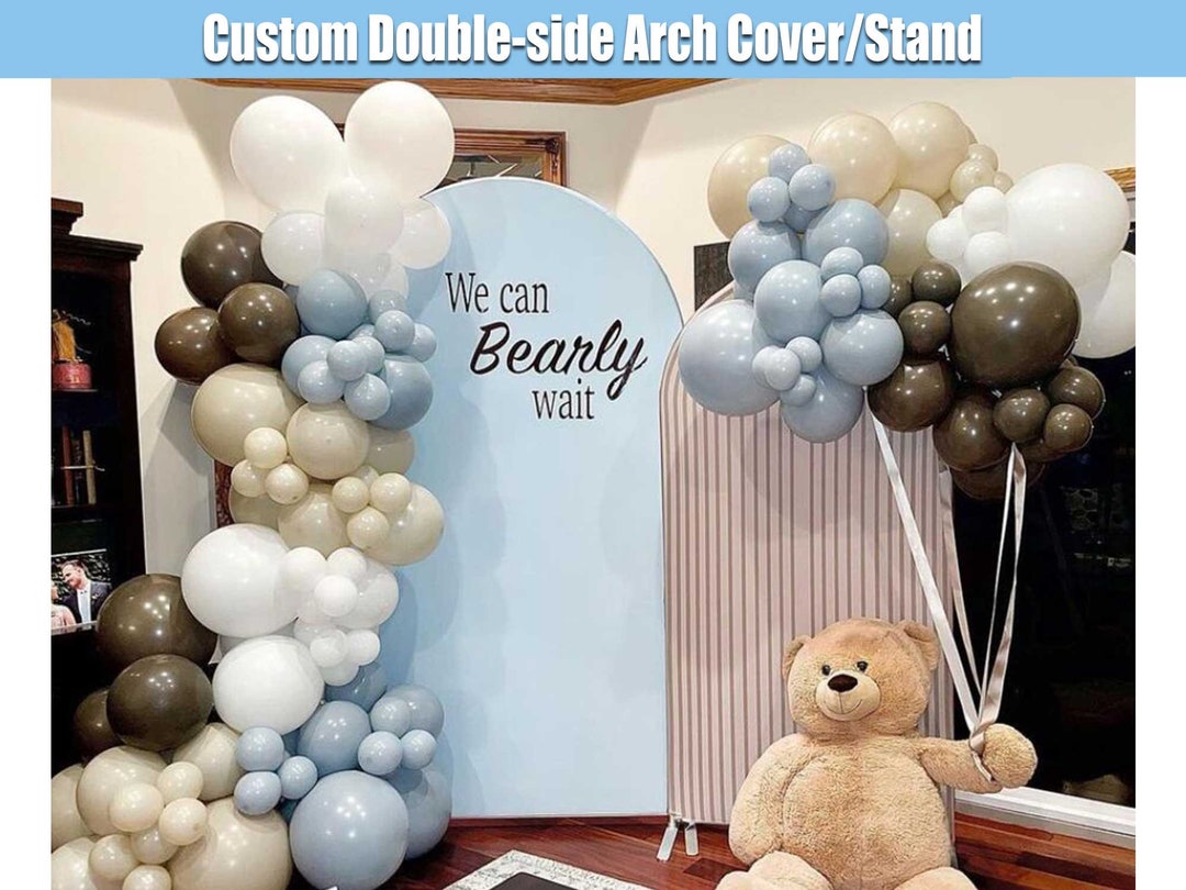 Arch Backdrop Cover Bear Baby Shower Party Stand Frame Blue Baby Boy ...
