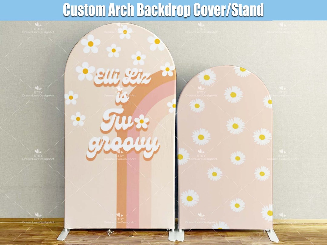 Two Groovy Arch Backdrop Cover Daisy Rainbow Girl 1st 2nd Birthday ...