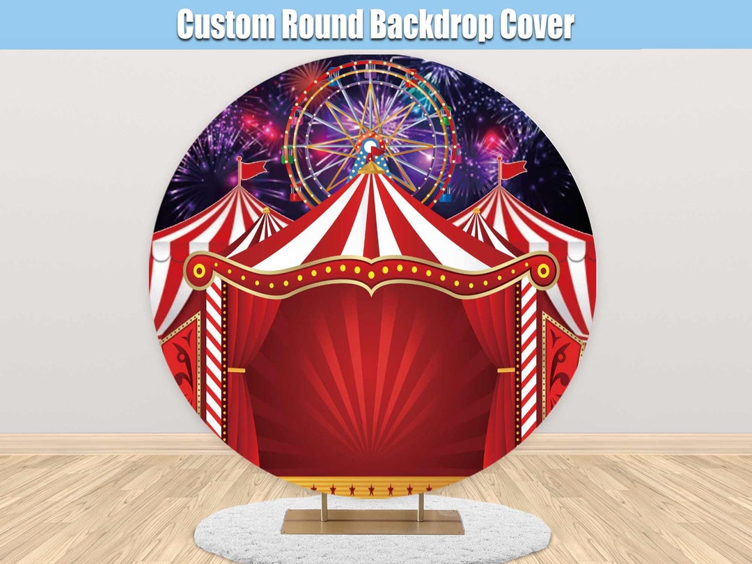 Circus Round Backdrop Carnival Baby Kids Birthday Round Cover Circle ...