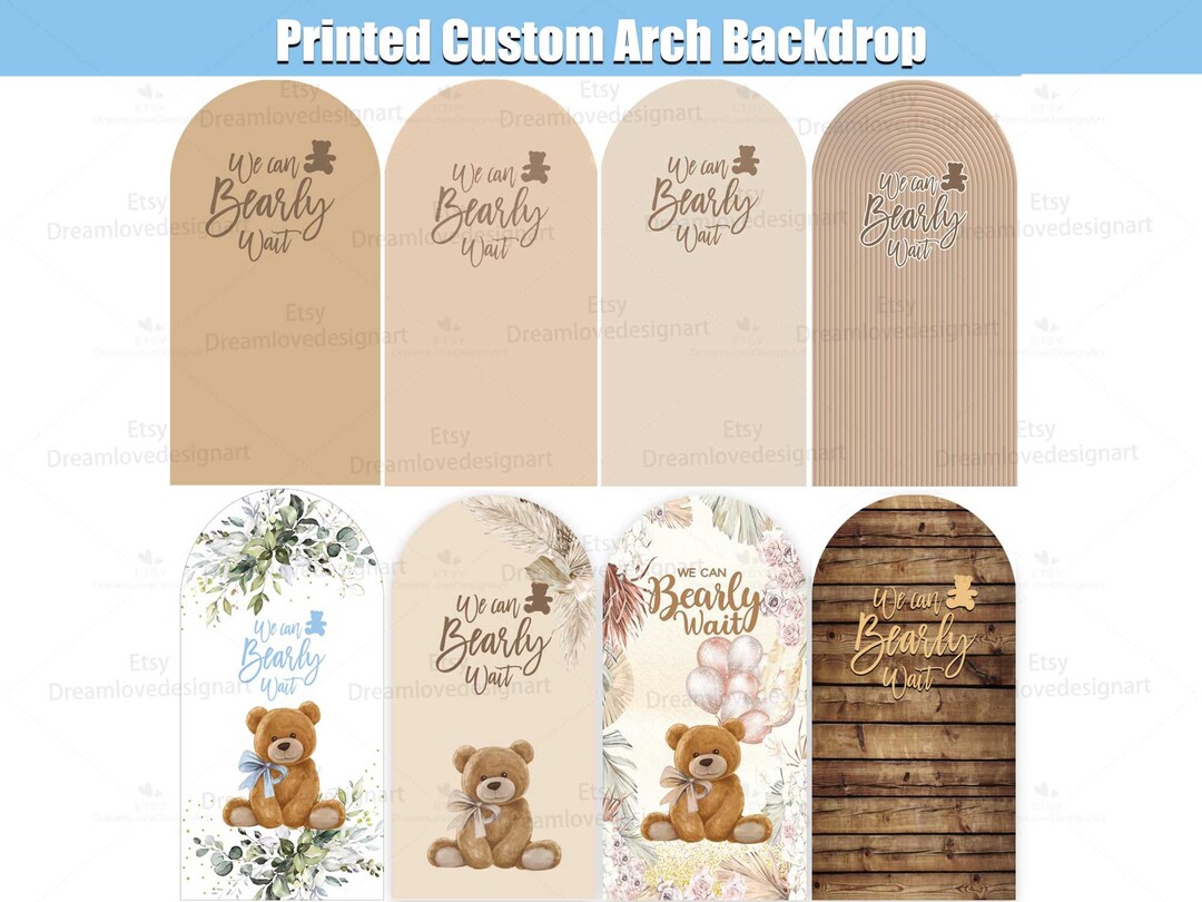 We Can Bearly Wait Arch Backdrop Cover Bear Baby Shower Party Arched ...