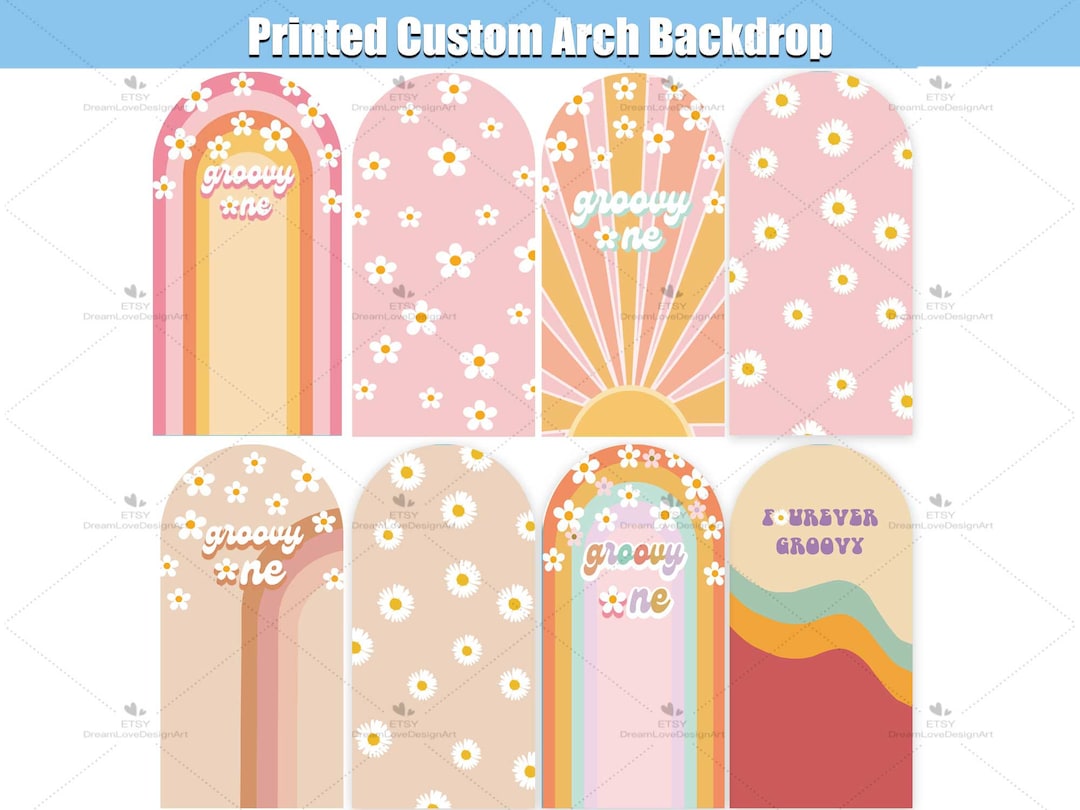 Two Groovy One Arch Backdrop Cover Custom Daisy Flowers Girl Baby 1st ...