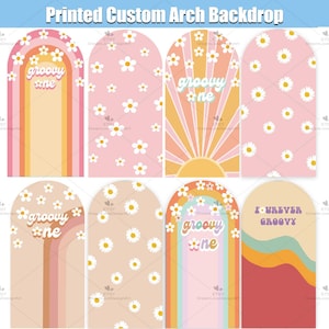 Two Groovy One Arch Backdrop Cover Custom Daisy Flowers Girl Baby 1st ...