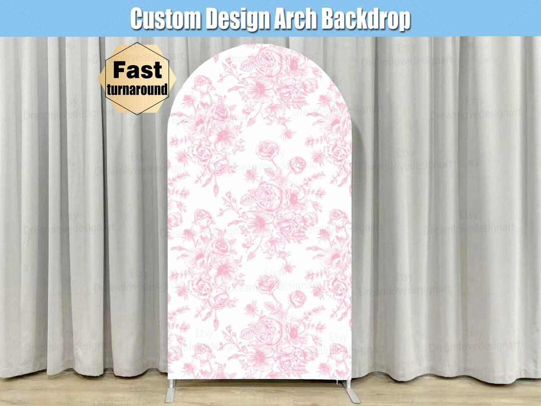Pastel Pink Floral Toile De Jouy Arch Backdrop Cover Stand Bridal Baby ...