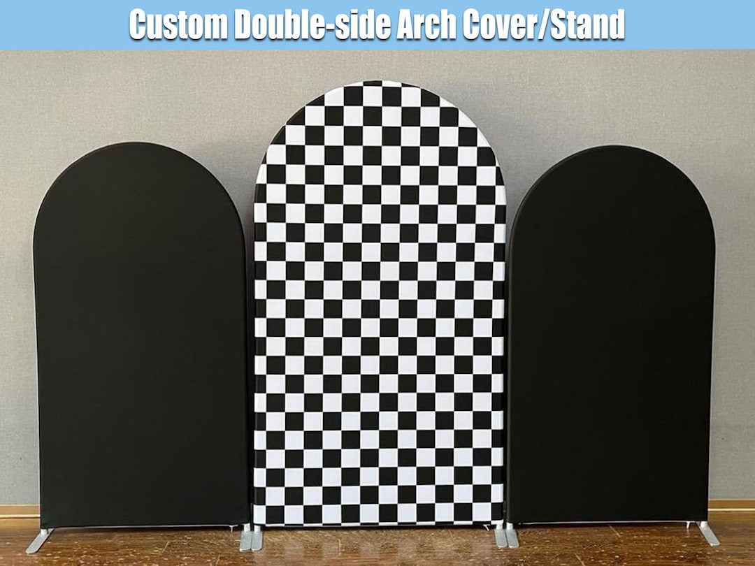 Black Checkered Arch Backdrop Cover Stand Custom Lattice Grid Kid Baby ...