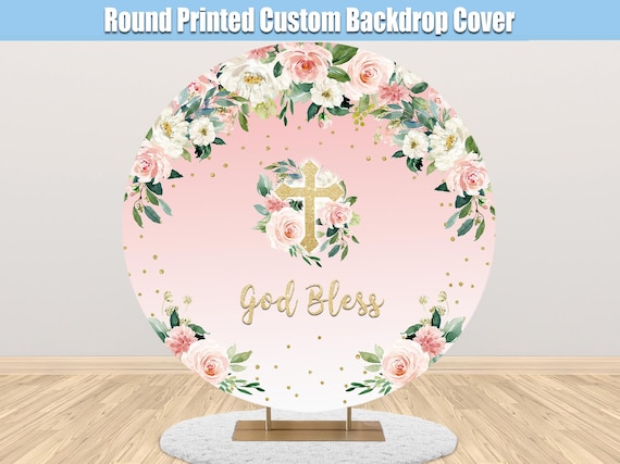 Custom Pink God Bless Round Backdrop Cover Flowers Baby - Etsy Canada