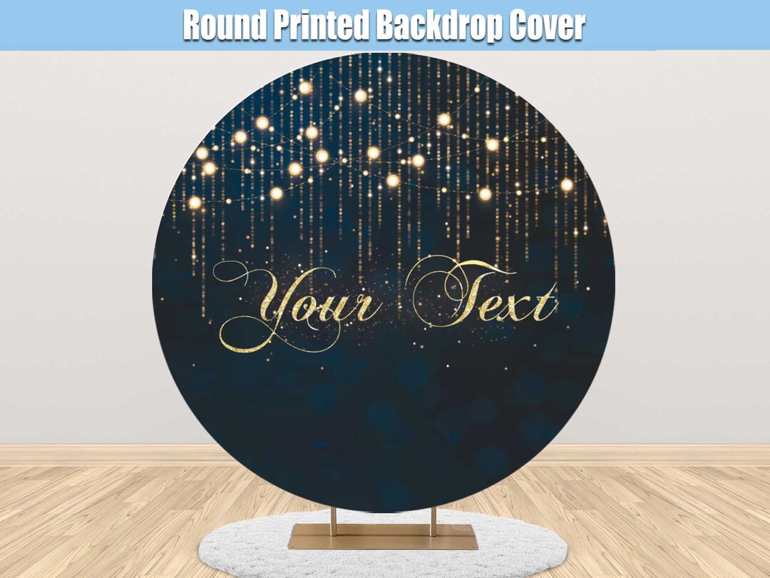 Custom Birthday Round Backdrop Cover Fabric Blue Men Happy Birthday ...