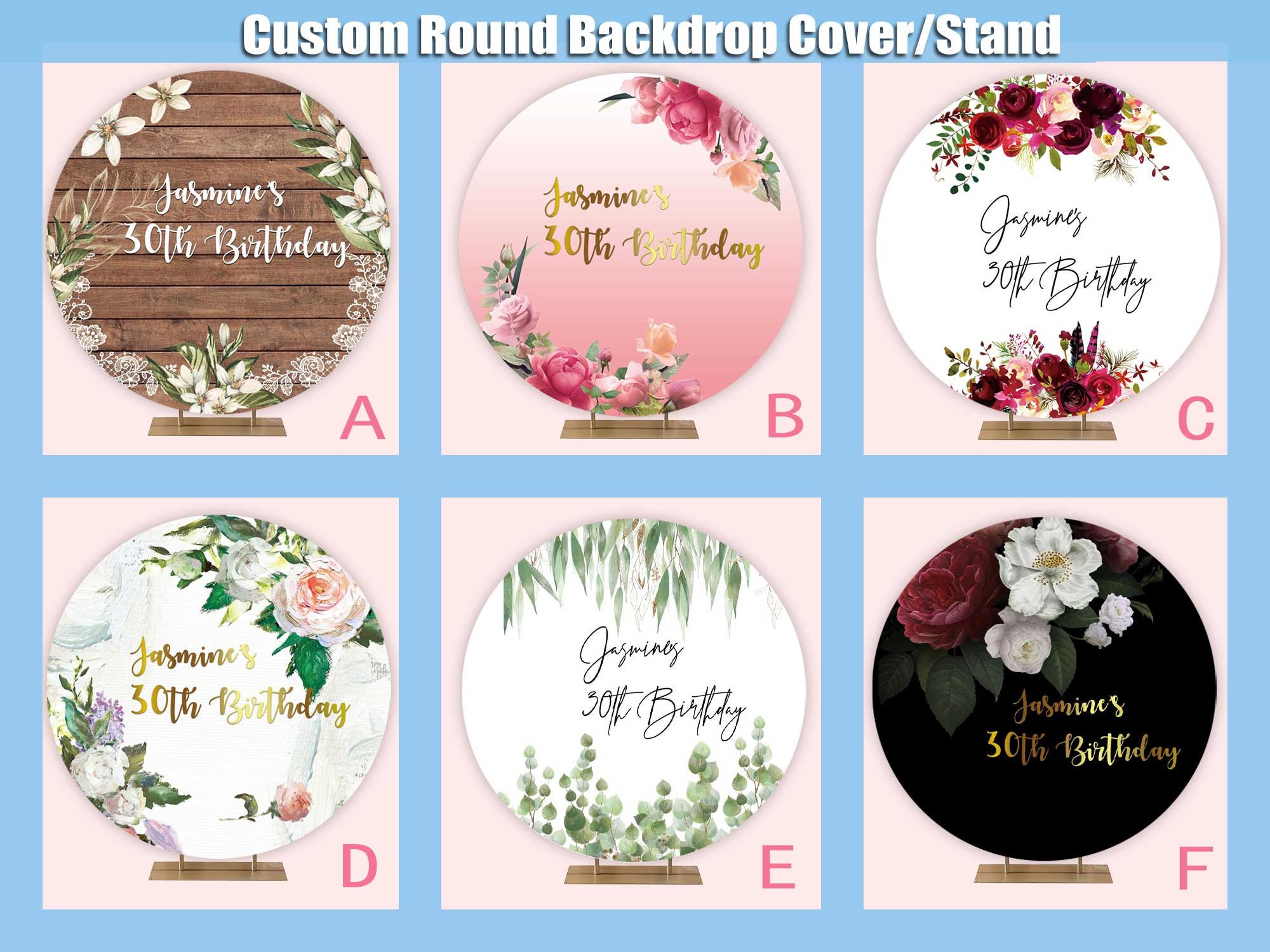 Custom Flowers Round Backdrop Cover Frame Stand Greenery | Etsy