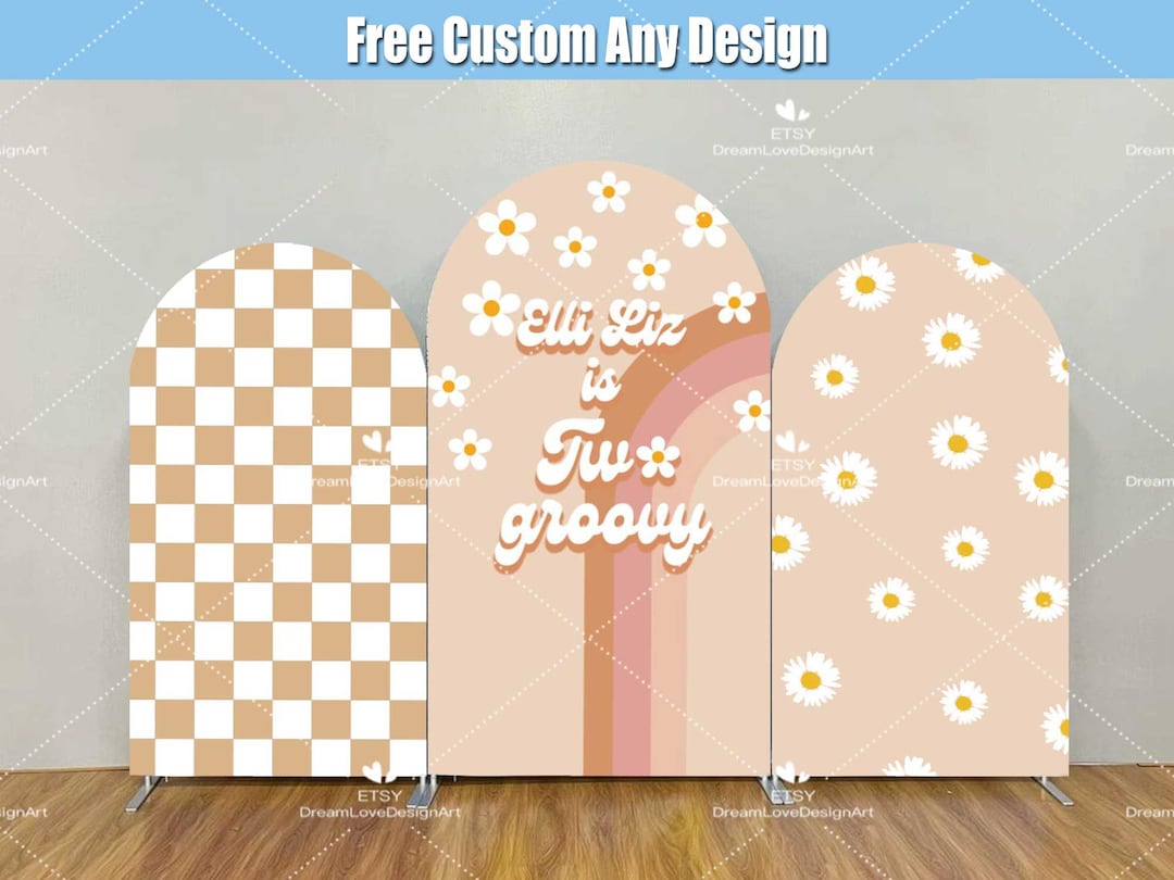Two Groovy Arch Backdrop Cover Daisy Rainbow Girl Baby One 1st 2nd ...