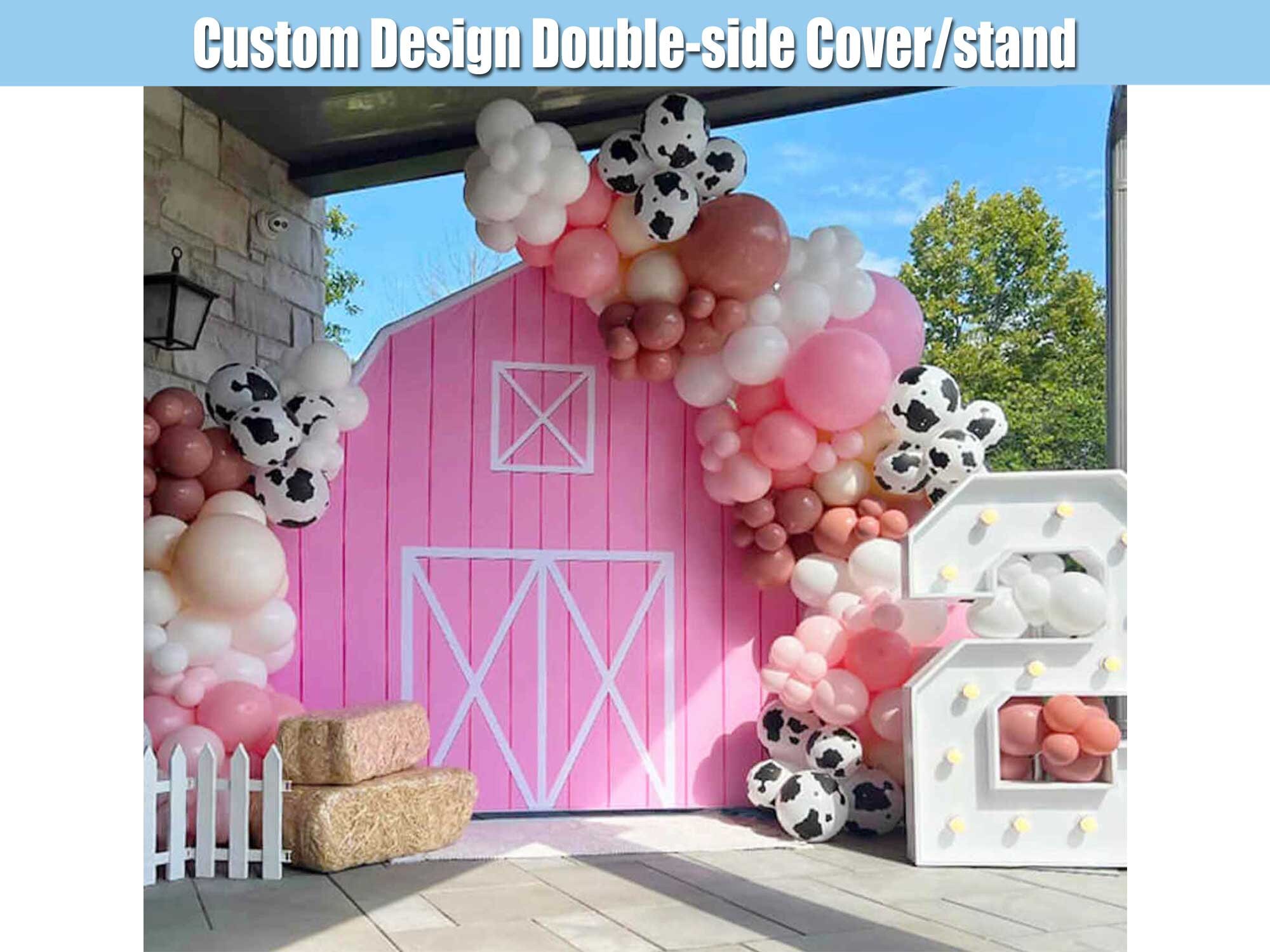 Farm House Barn Arch Backdrop Stand Frame Cover Custom Red Pink Garland ...