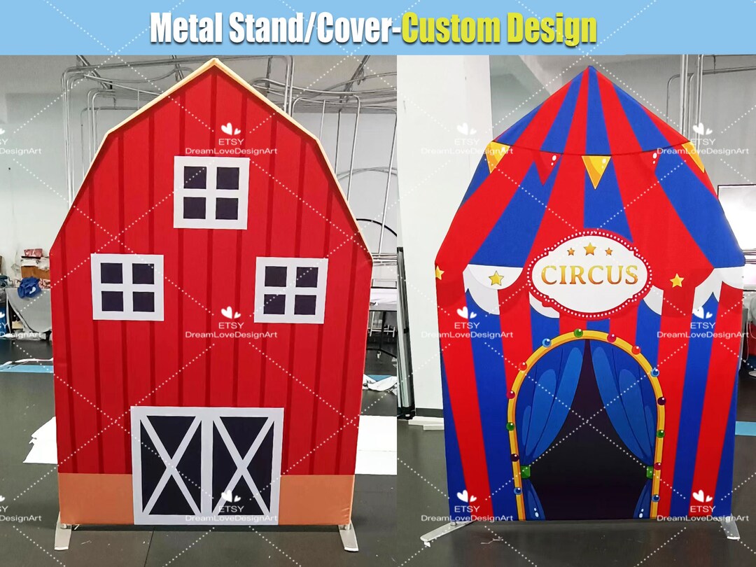 Red Farm House Barn Arch Backdrop Circus Stand Frame Cover Custom ...