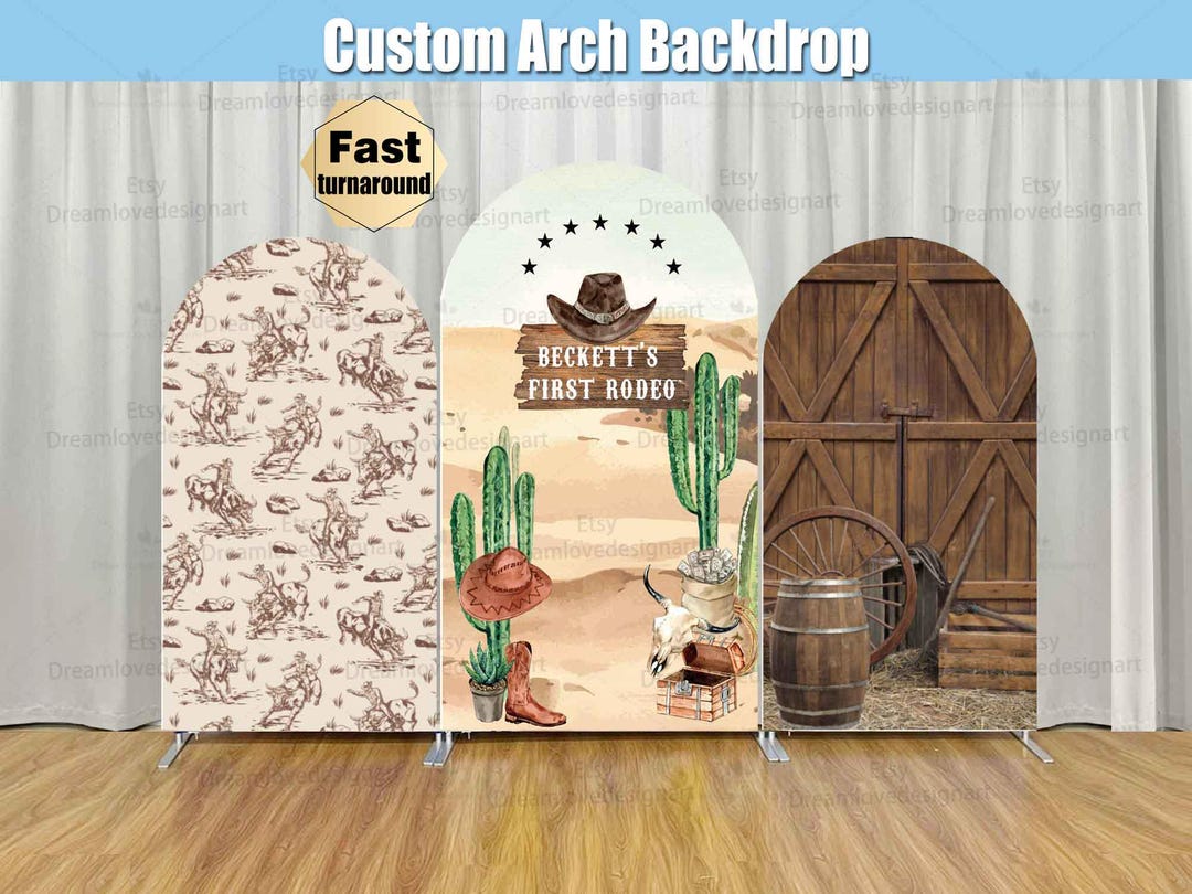 First Rodeo Arch Backdrop Cover Stand Western Cowboy Baby Boy 1st ...