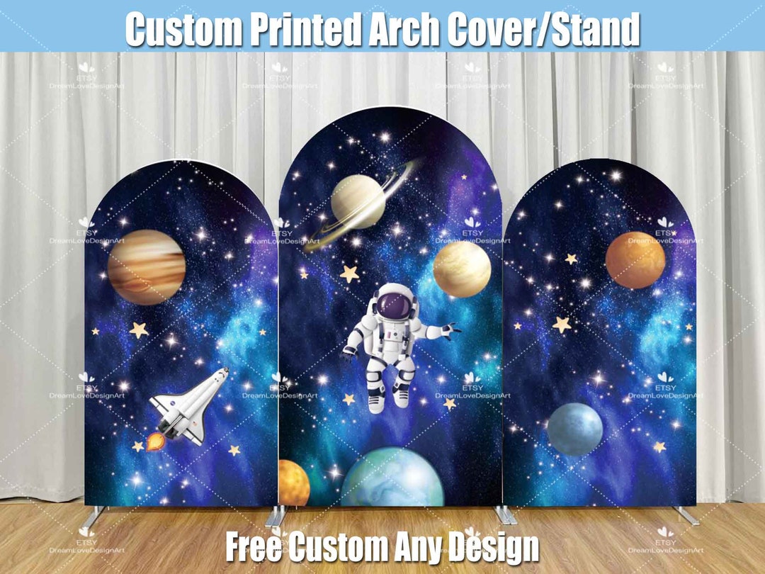 Outer Space Astronaut Arch Backdrop Cover Stand Universe Star Baby Boy ...