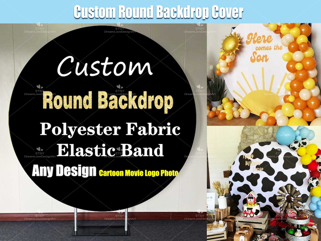 Round Backdrop Cover Custom Kid Birthday Party Circle Photo Background ...