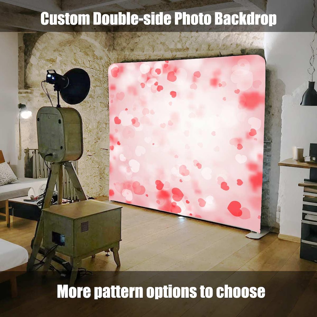 Photo Booth Backdrop Cover Stand Red Hearts Square Wall Party 360 ...