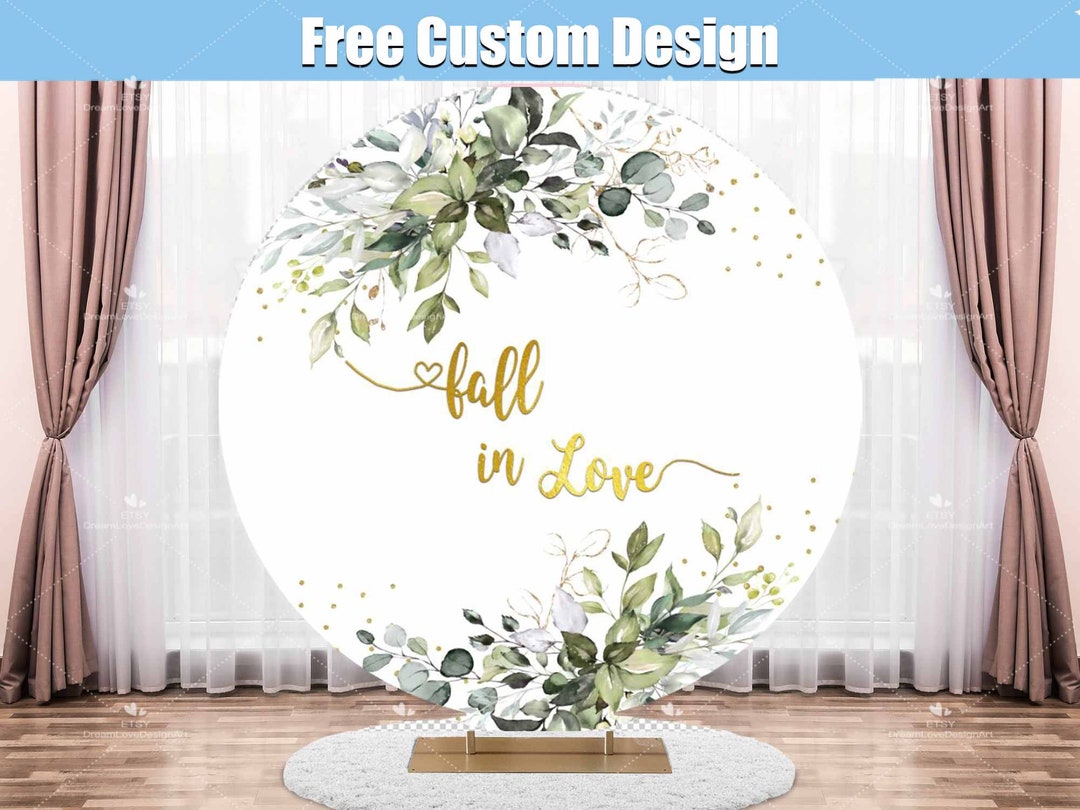 Fall in Love Round Backdrop Cover Autumn Bridal Shower Party Circle ...